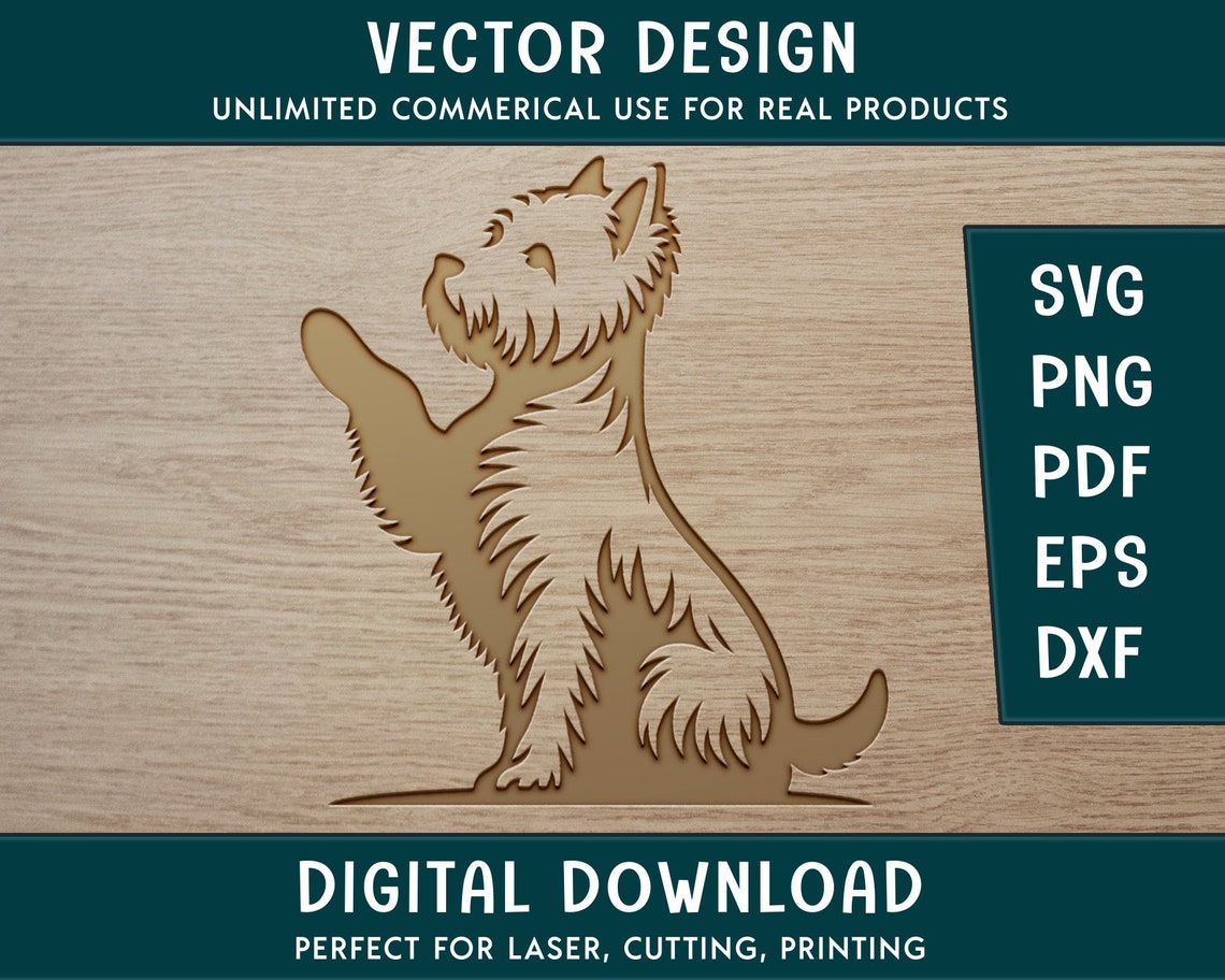 Westie Westhighland White Terrier Silhouette High Five, Paw Vector Cut ...