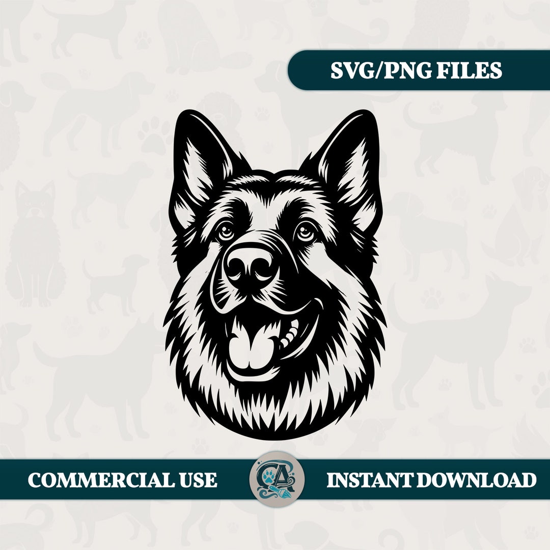 Happy German Shepherd DSH SVG PNG Silhouette Clipart Instant Download ...