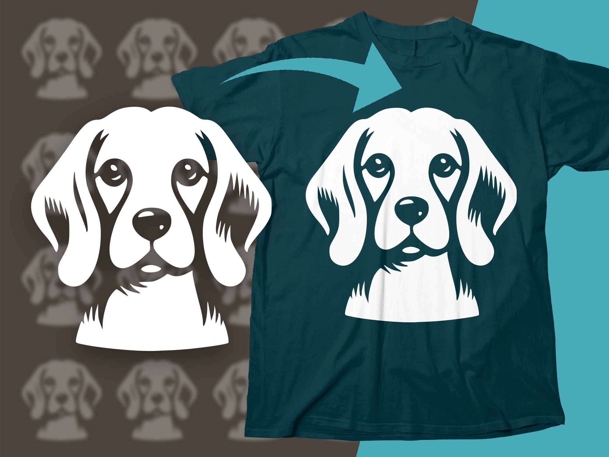 Beagle Portrait SVG Bundle Png, Pdf , Eps, Dxf Vector Files, White on ...