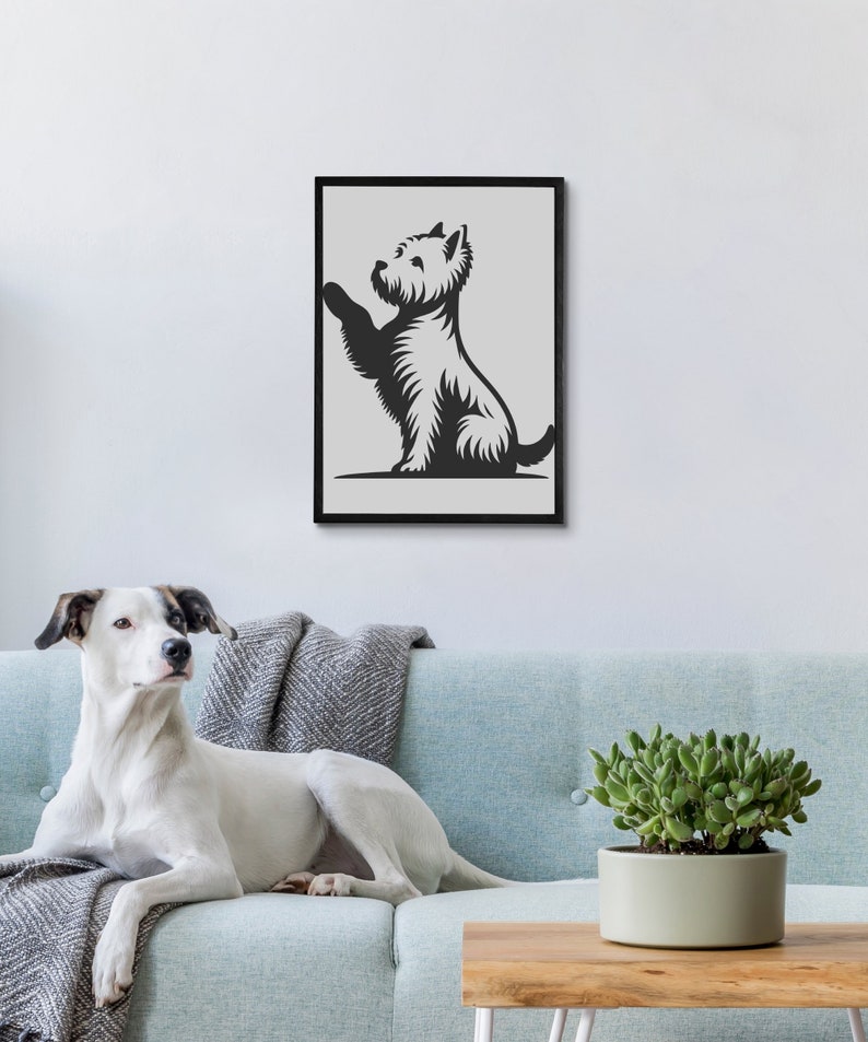 Westie Westhighland White Terrier Silhouette High Five, Paw Vector Cut ...