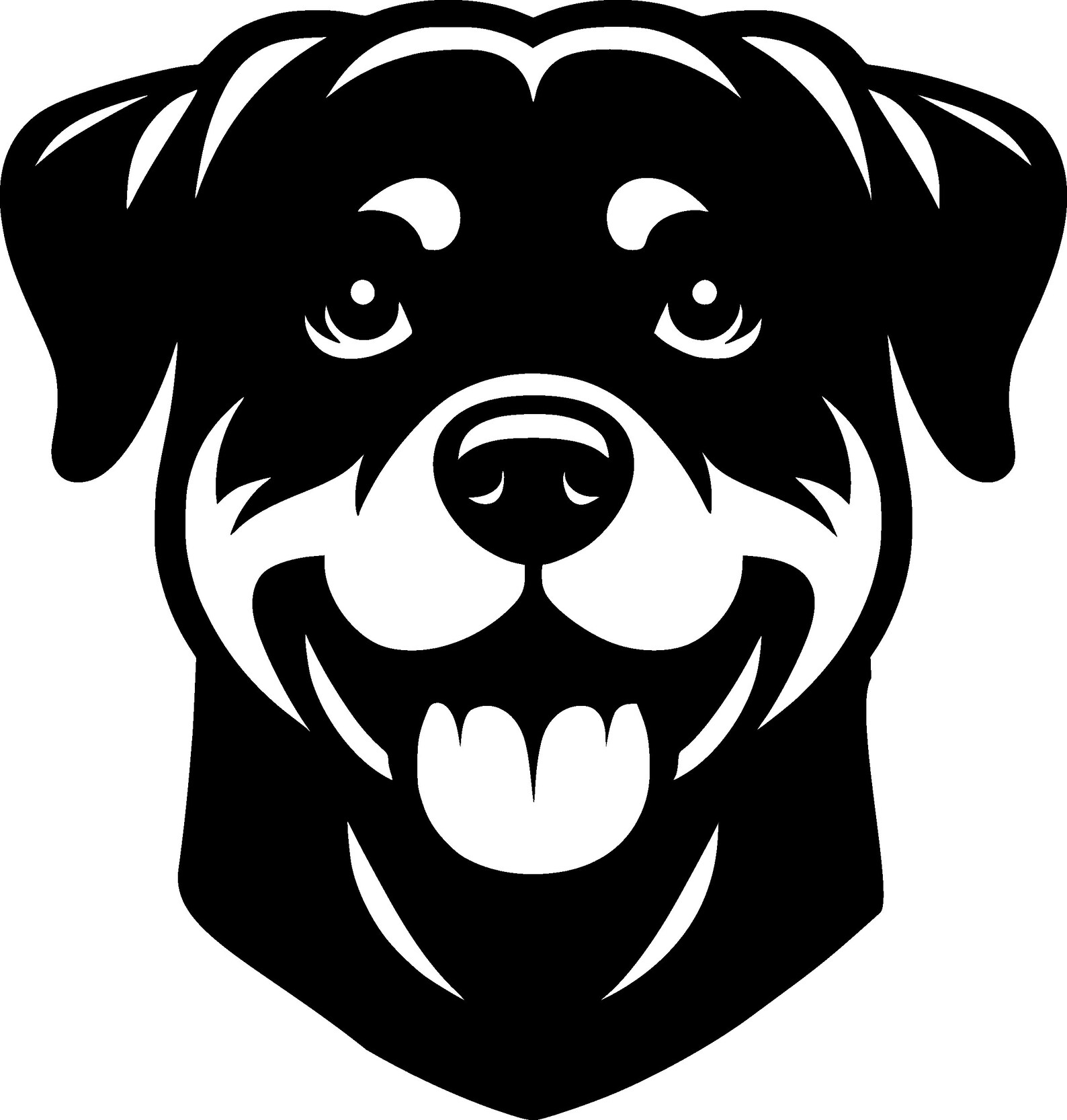 Happy Rottweiler Rotti Head Portrait SVG PNG Silhouette Clipart Instant ...