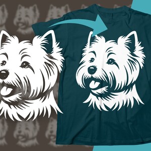 Westie Portrait SVG Bundle Png, Pdf , Eps, Dxf Vector Files, White on ...