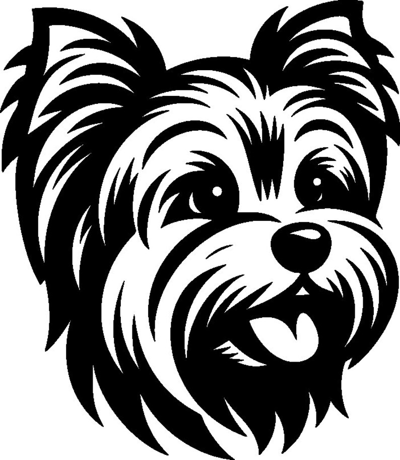 Happy Yorkshire Terrier Yorkie SVG PNG Silhouette Clipart Instant ...