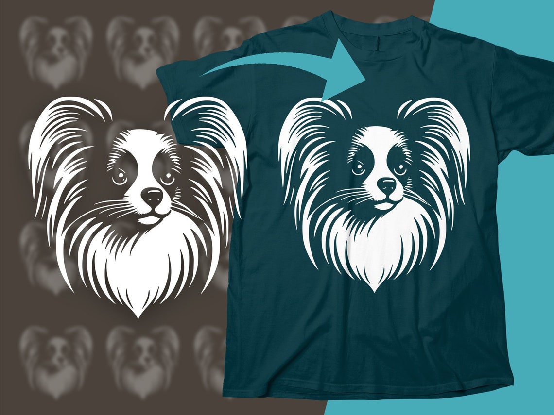 Papillon Portrait SVG Bundle Png, Pdf , Eps, Dxf Vector Files, White on ...