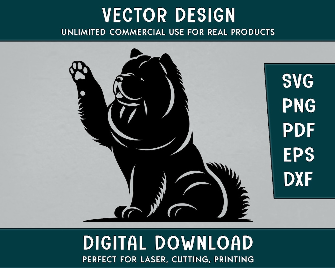 Chow Chow Dog Silhouette High Five, Paw Vector Cut File, Digital ...