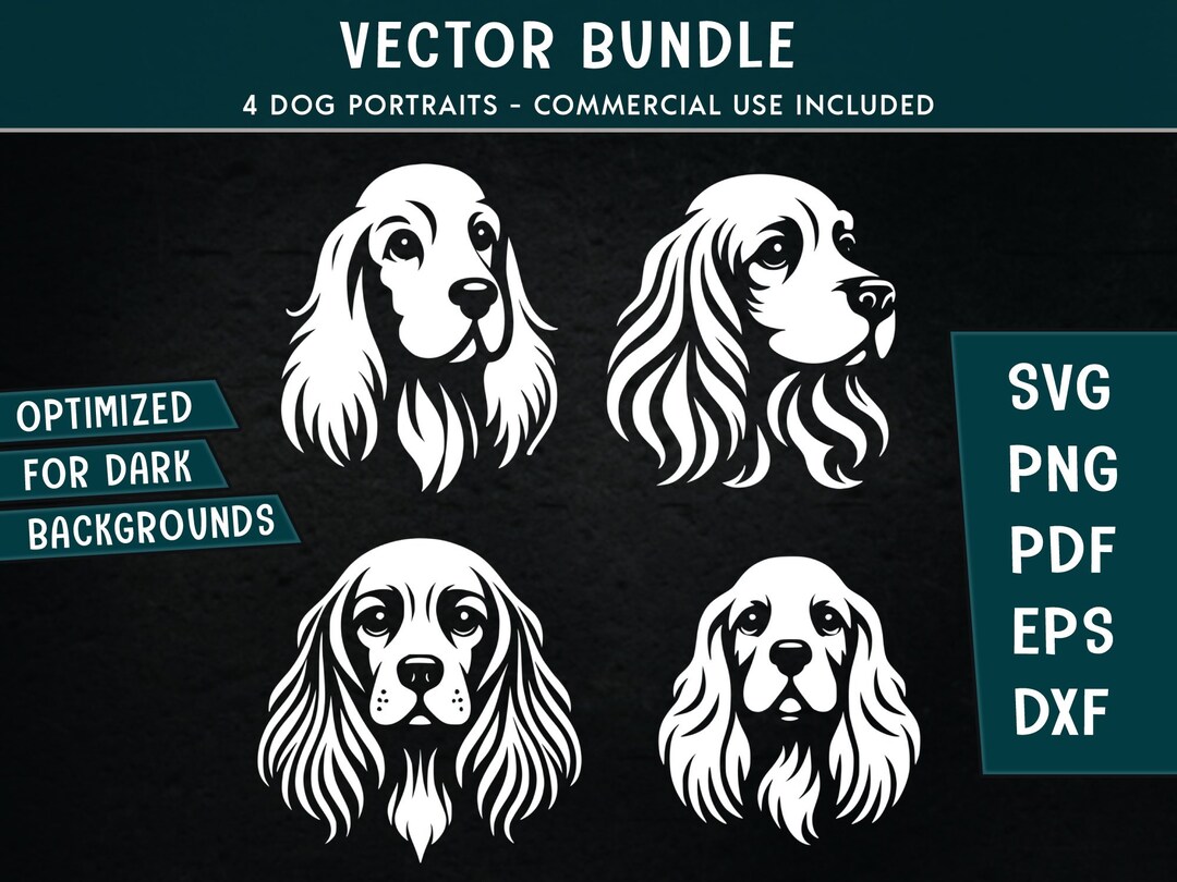 Cocker Spaniel Portrait SVG Bundle Png, Pdf , Eps, Dxf Vector Files ...
