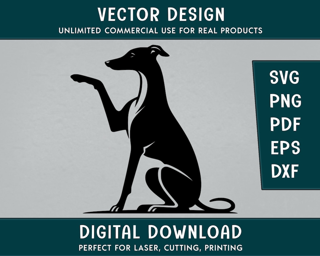 Whippet Dog Silhouette High Five, Paw Vector Cut File, Digital Download ...