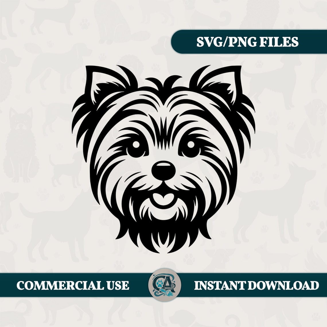 Happy Yorkshire Terrier Yorkie SVG PNG Silhouette Clipart Instant ...