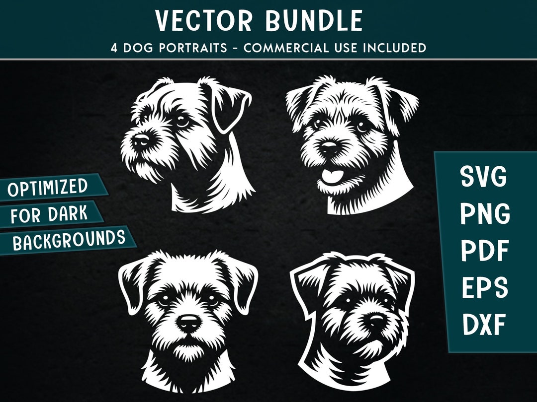 Border Terrier Portrait SVG Bundle Png, Pdf , Eps, Dxf Vector Files ...