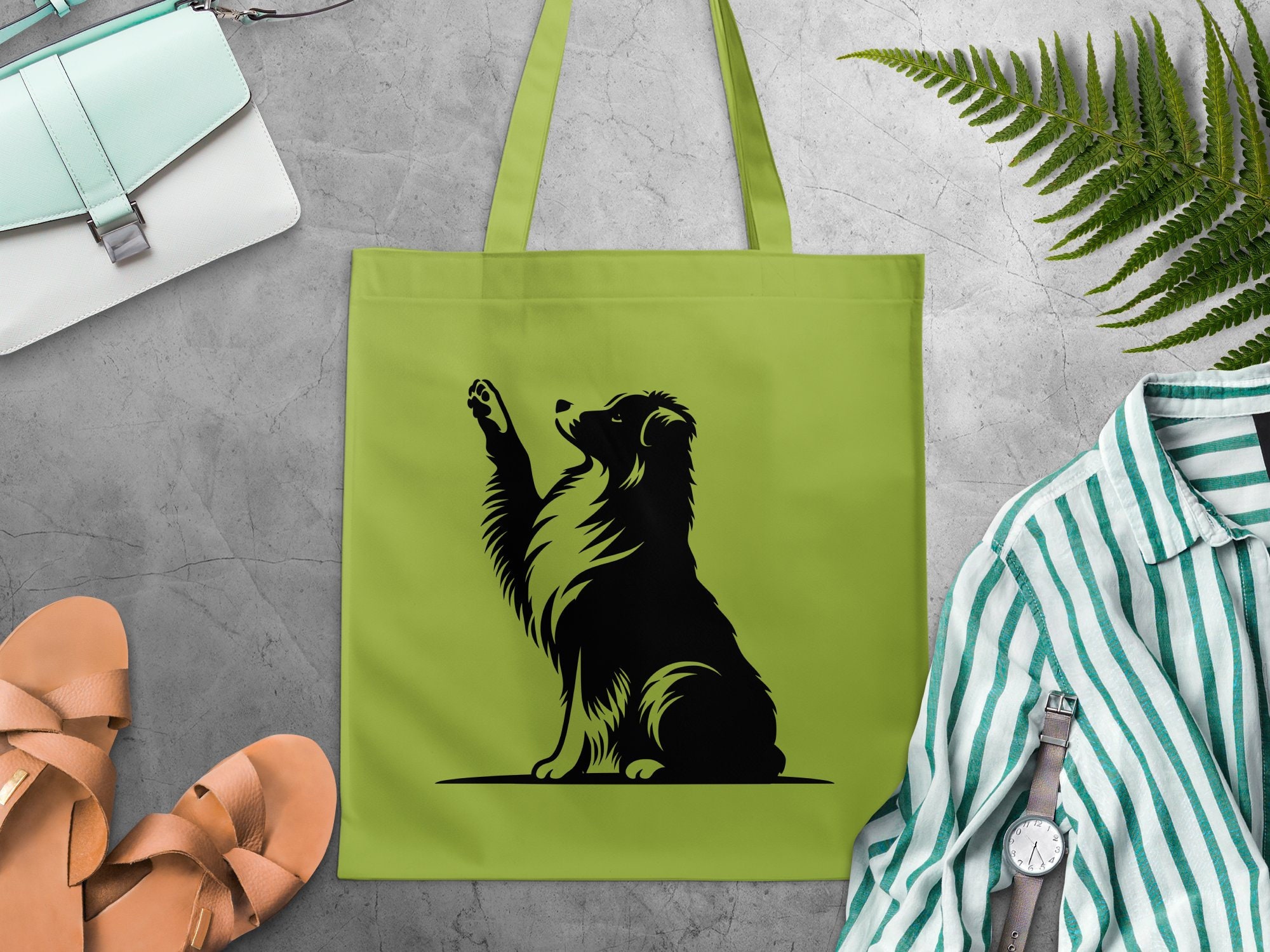 Australian Shepherd Aussie Silhouette High Five, Paw Vector Cut File ...