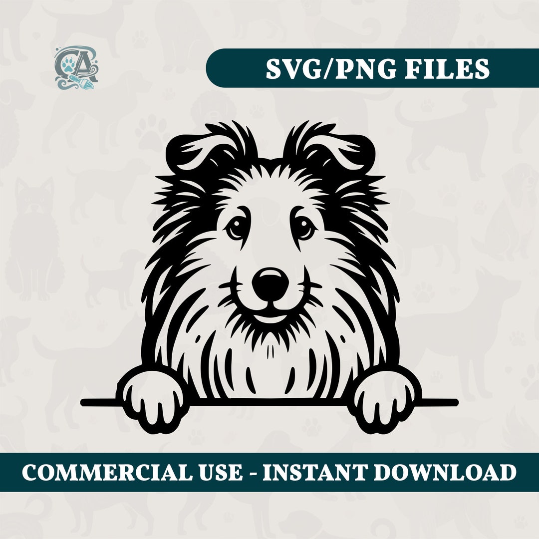 Peeking Shetland Sheepdog Sheltie SVG PNG Silhouette Clipart Instant ...