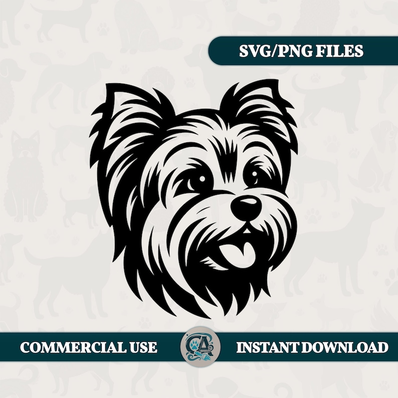 Happy Yorkshire Terrier Yorkie SVG PNG Silhouette Clipart Instant ...