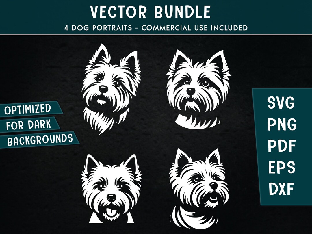 Cairn Terrier Portrait SVG Bundle Png, Pdf, Eps, Dxf Vector Files ...