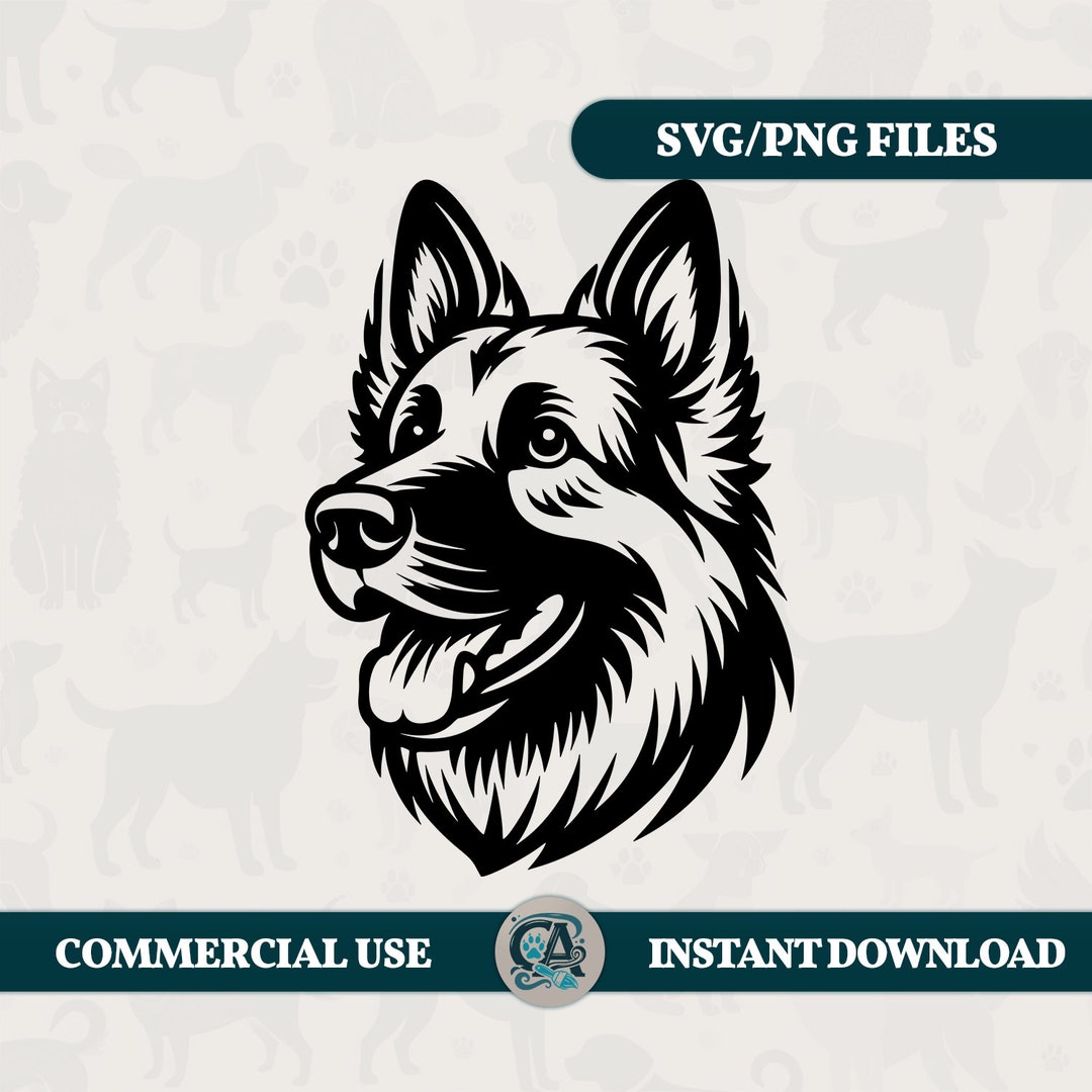Happy German Shepherd DSH SVG PNG Silhouette Clipart Instant Download ...