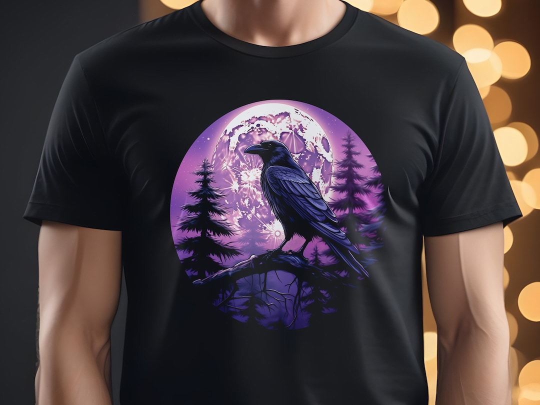 Raven and Forest Shirt, Raven Shirt, Forestcore Clothing, Gothcore ...