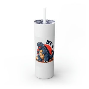 Cute Godzilla Skinny Tumbler With Straw, 20oz - Etsy