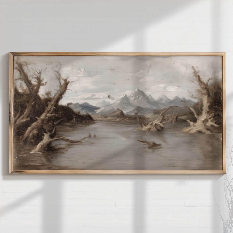 Pintura de paisagem do pântano Dark Academia: arte de TV com moldura ...
