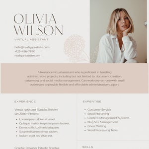 Gray and Blush Feminine Canva Resume Template Word Modern Clean Resume ...
