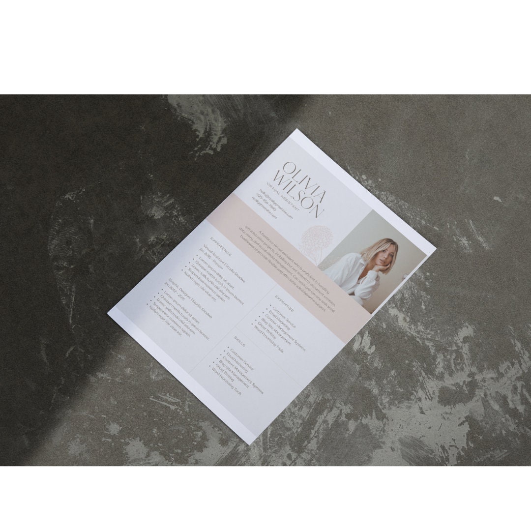 Gray and Blush Feminine Canva Resume Template Word Modern Clean Resume ...