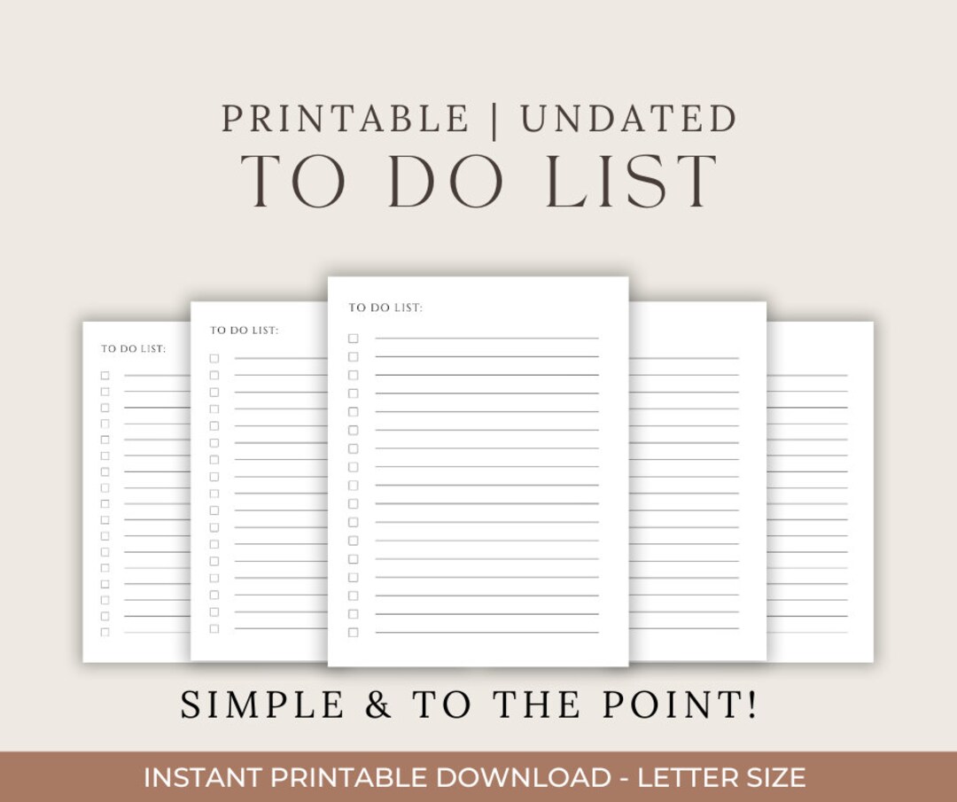 Minimal to Do List Printable, Simple Tasks List Template, Productivity ...
