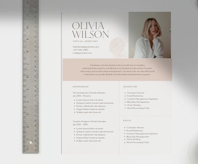 Gray and Blush Feminine Canva Resume Template Word Modern Clean Resume ...