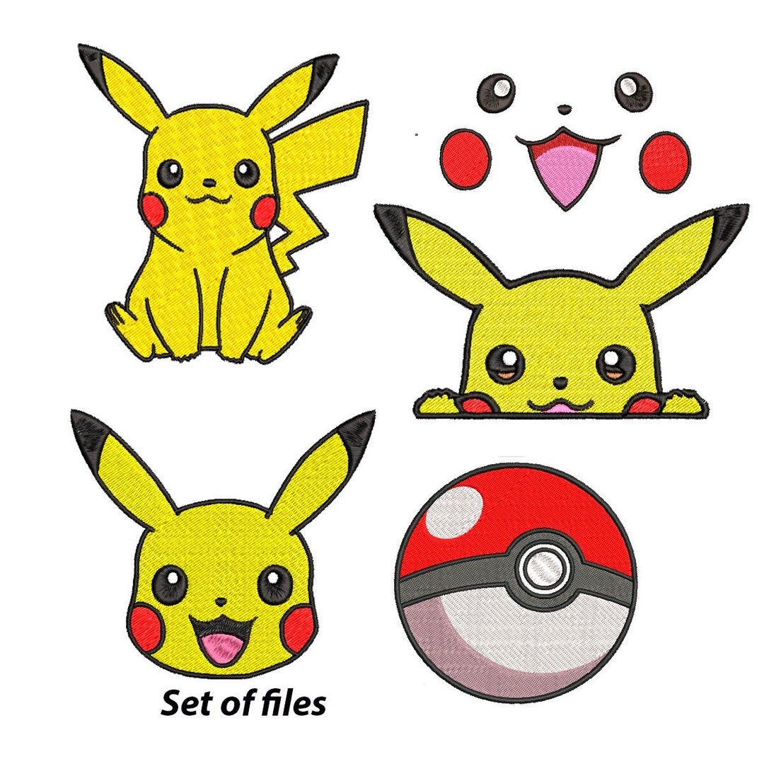 Set of Files Machine Embroidery. Embroidery Pokemon Pikachu. - Etsy