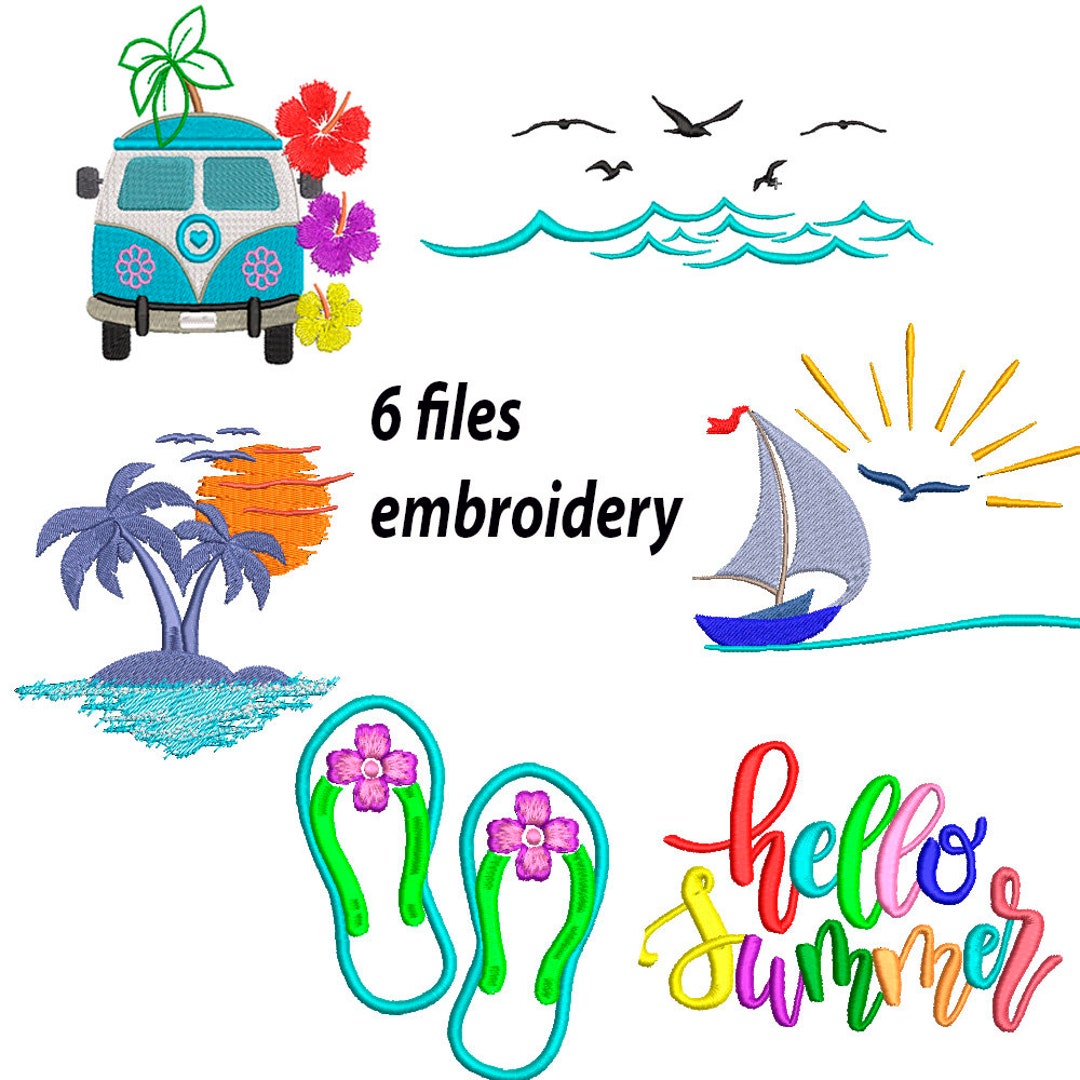 Summer Embroidery Design. Embroidery Design Machine Files. Embroidery ...