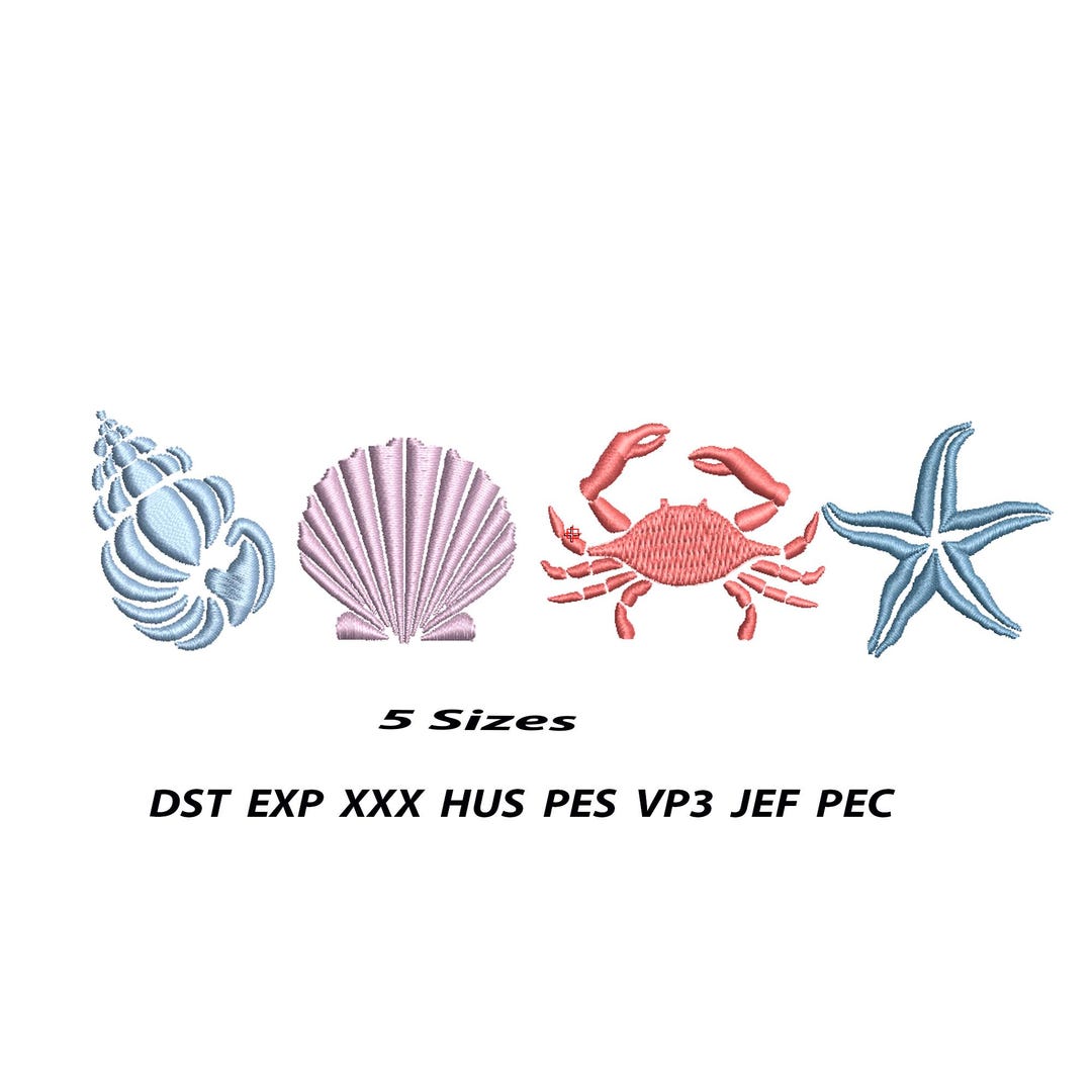 Shells Machine Emroidery Pattern. Embroidery Files Shell Beach Ocean. 5 ...