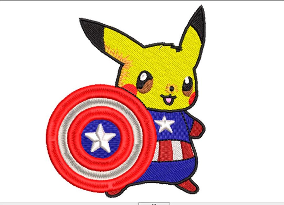Embroidery Pokemon Pikachu Captain America. Емbroidery Design Machine ...