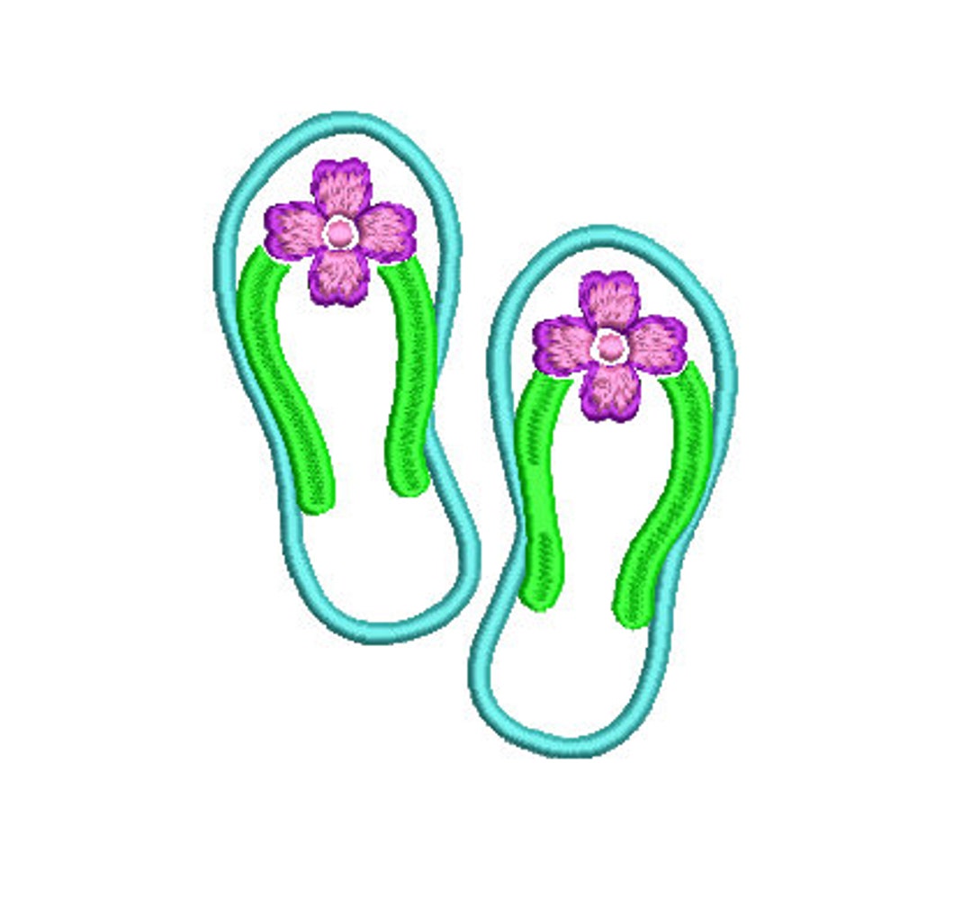 Embroidery Design Summer Flip Flops. Embroidery Design Machine Files. 4 ...