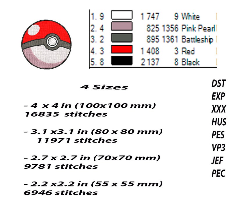 Embroidery Pokeball Pokemon Pikachu. 4 Sizes. Embroidery Design Machine ...