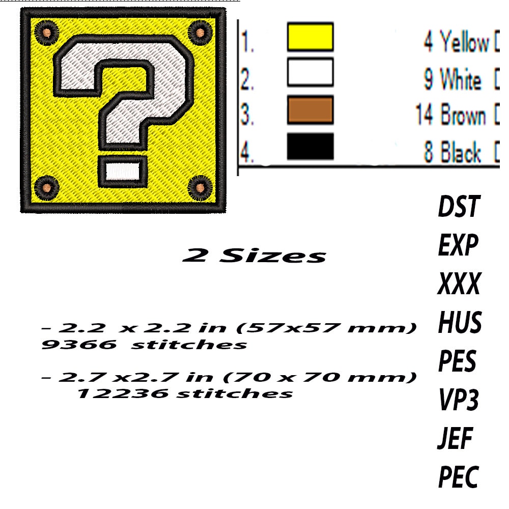 Embroidery Design Machine Super Mario. Super Mario Point. Embroidery ...