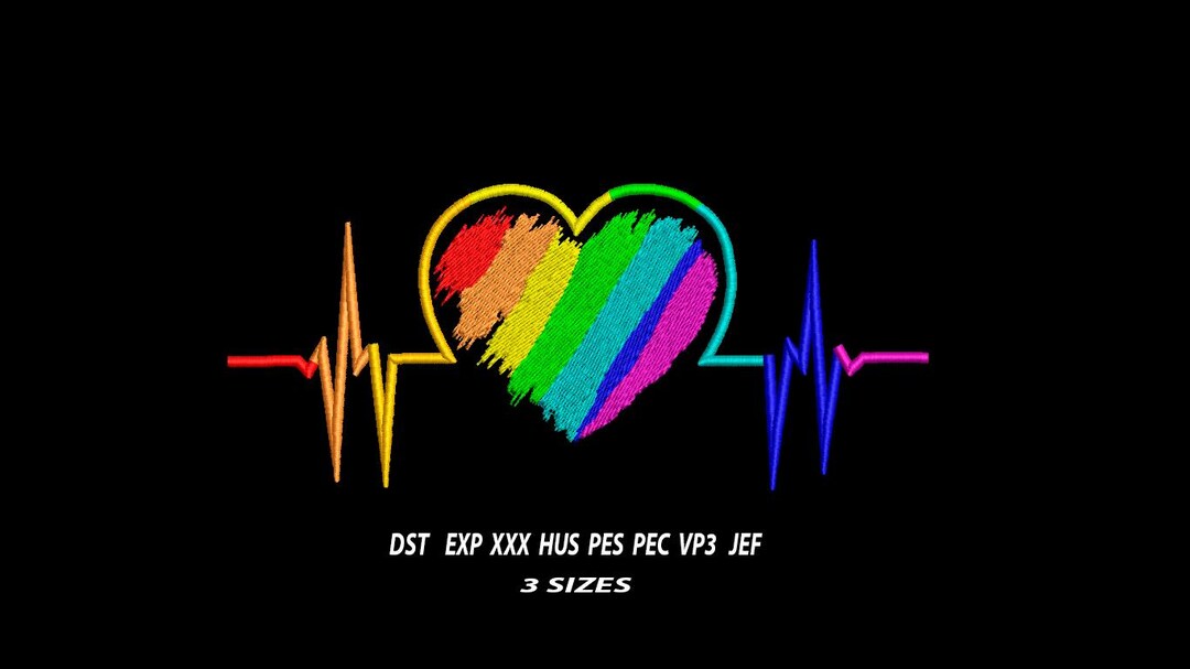 Heart, Pulse, Life Machine Embroidery File. 3 Sizes. Емbroidery Design ...
