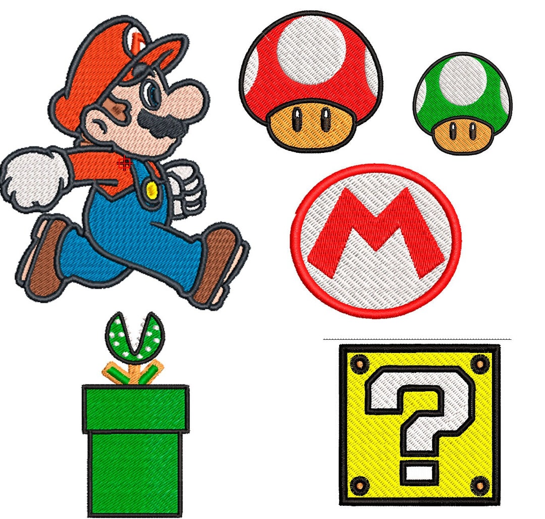 Embroidery Design Machine Super Mario. 5 Files. Super Mushroom ...