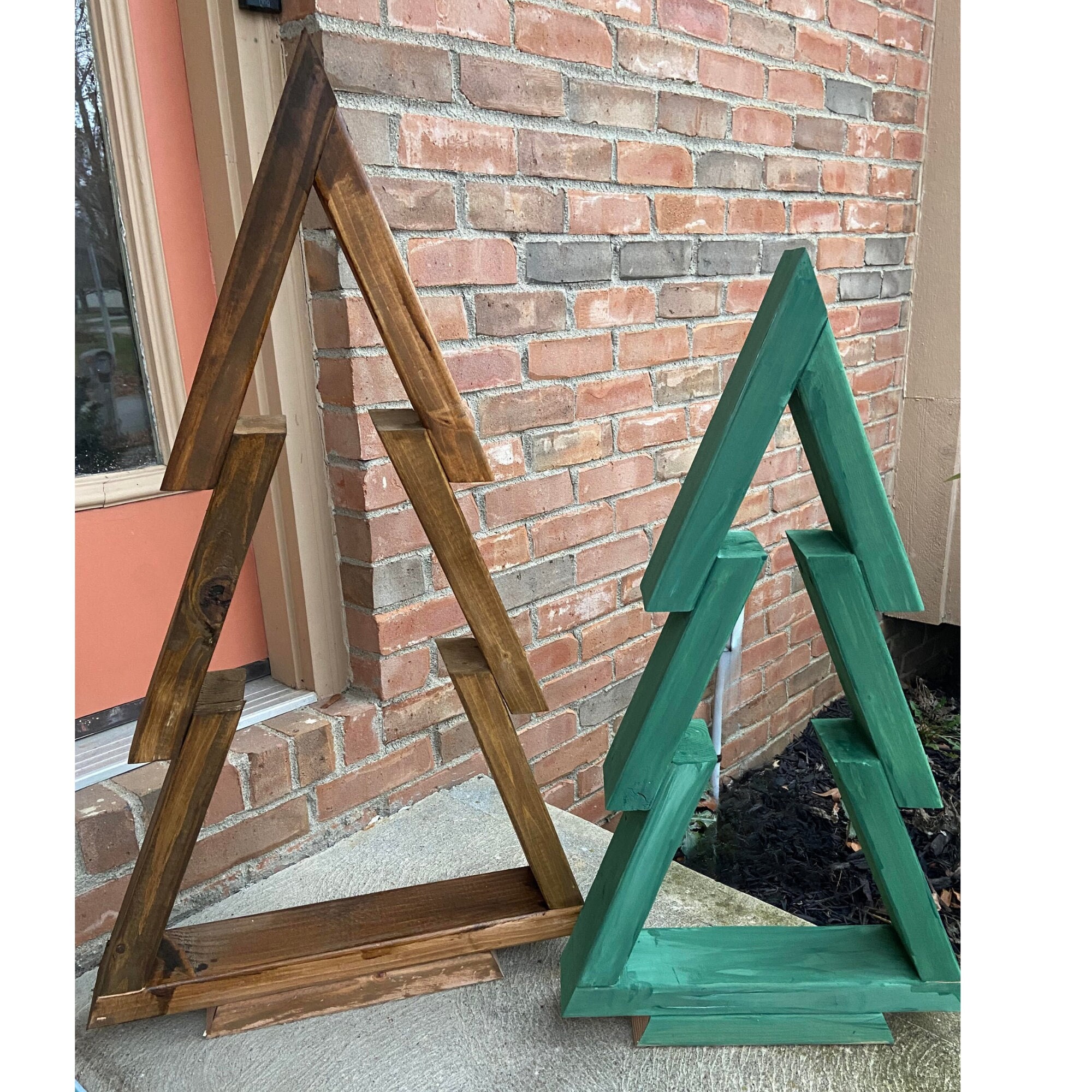 Handmade Wood Christmas Tree Porch Decor, Rustic Wooden Holiday Art ...