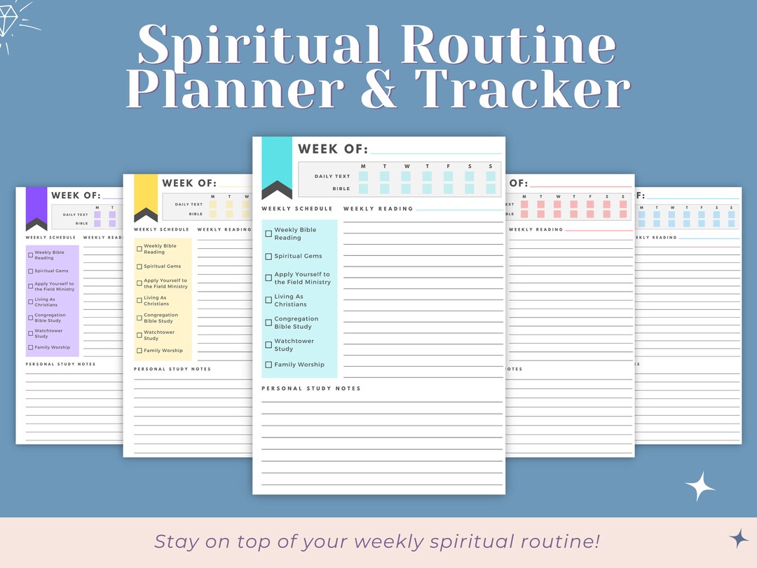 JW Weekly Spiritual Routine Planner Habit Tracker Meeting Checklist ...