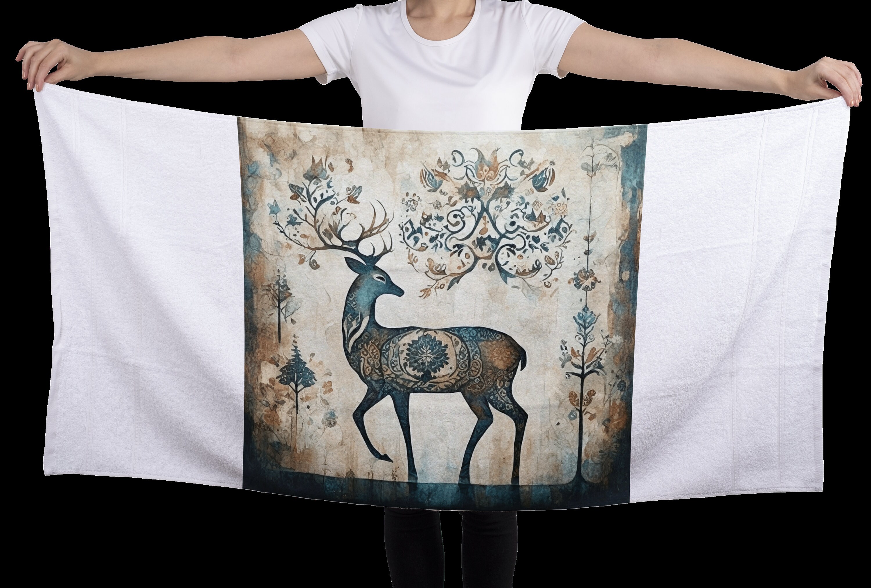 Arabic Style Deer Wall Art Islamic Style Wall Art Oriental Art Deer ...