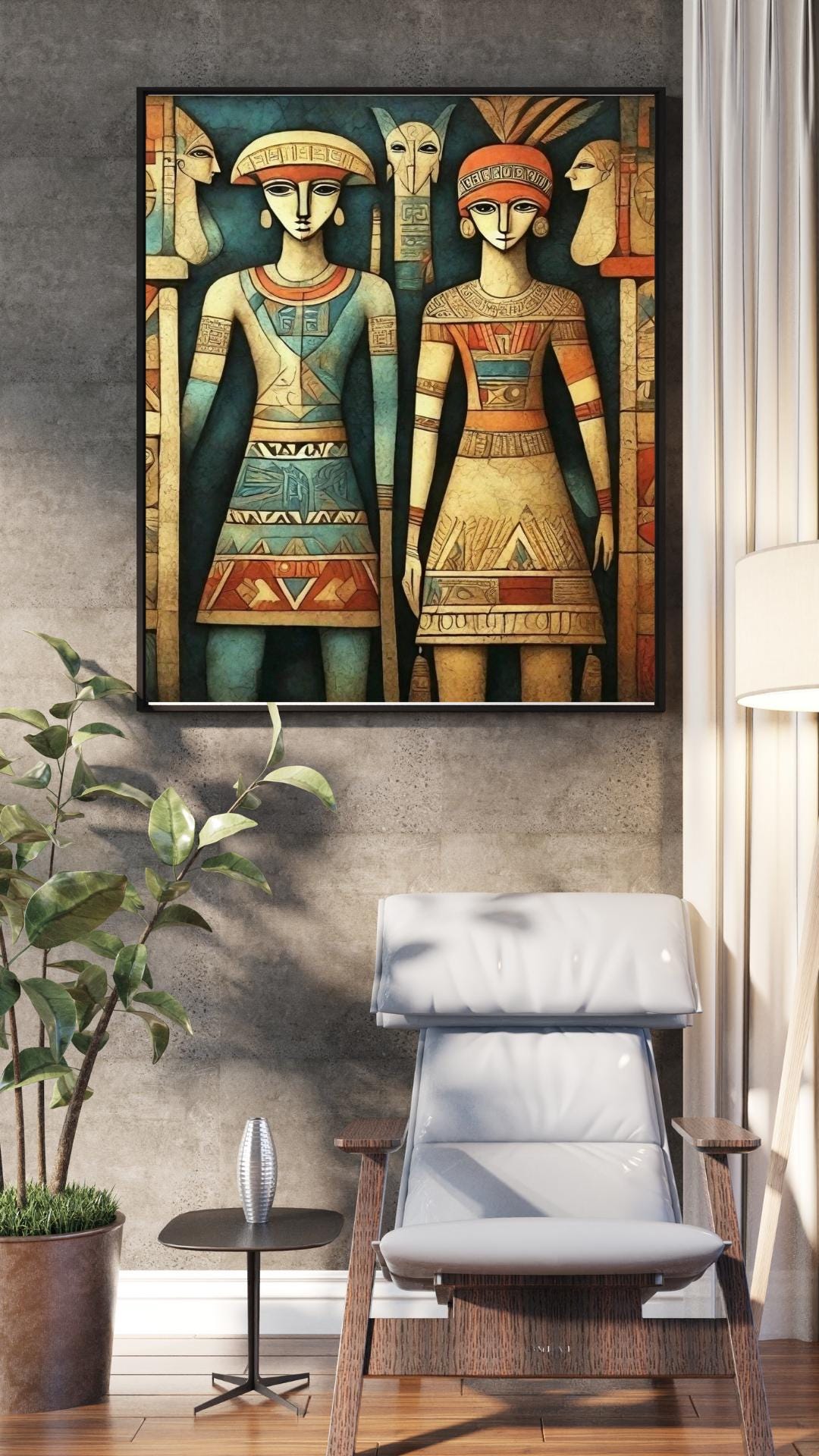 Sumerian Medieval Oil Painting Illustration Wall Art | Oriental Pastel ...