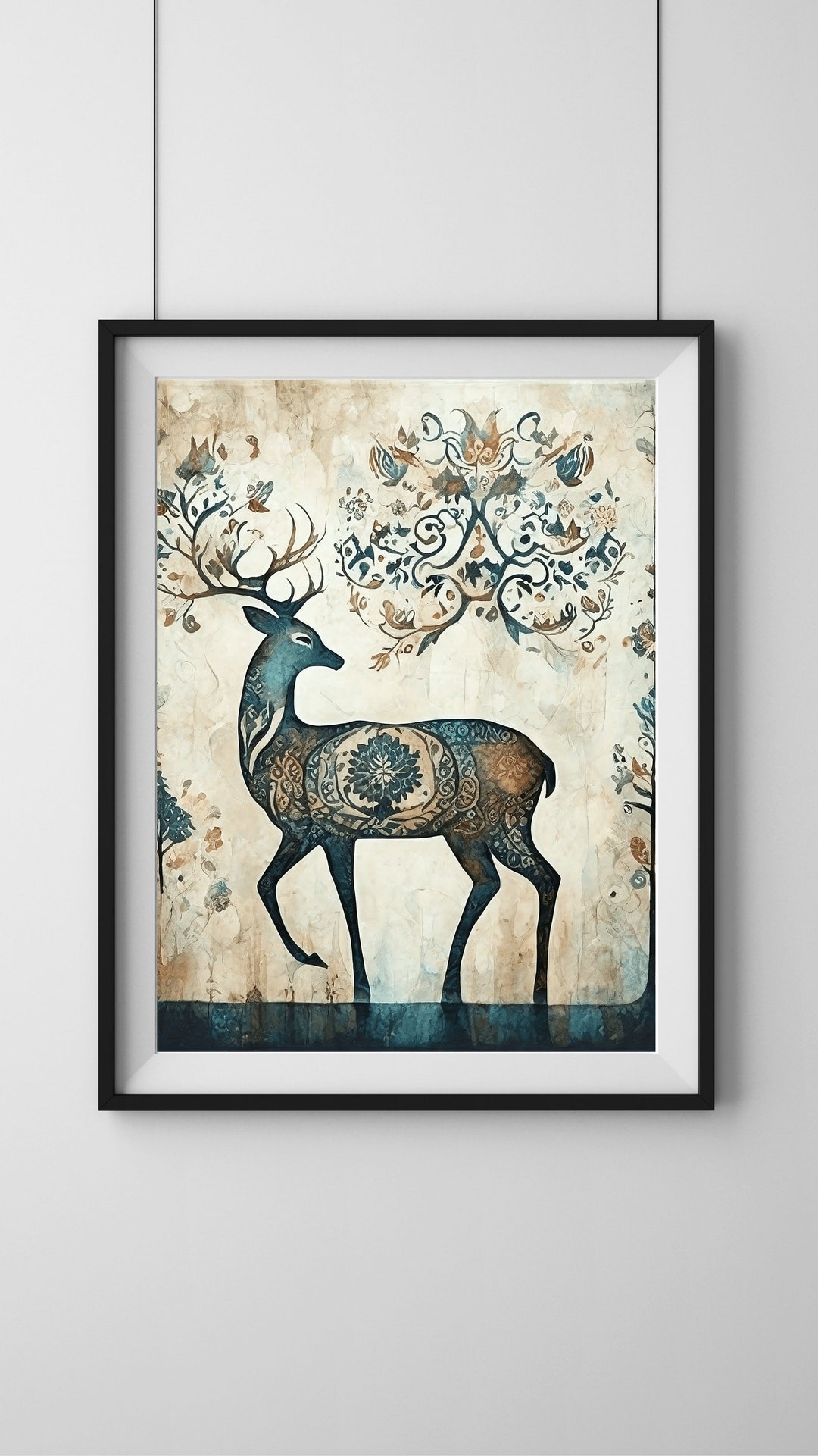Arabic Style Deer Wall Art Islamic Style Wall Art Oriental Art Deer ...