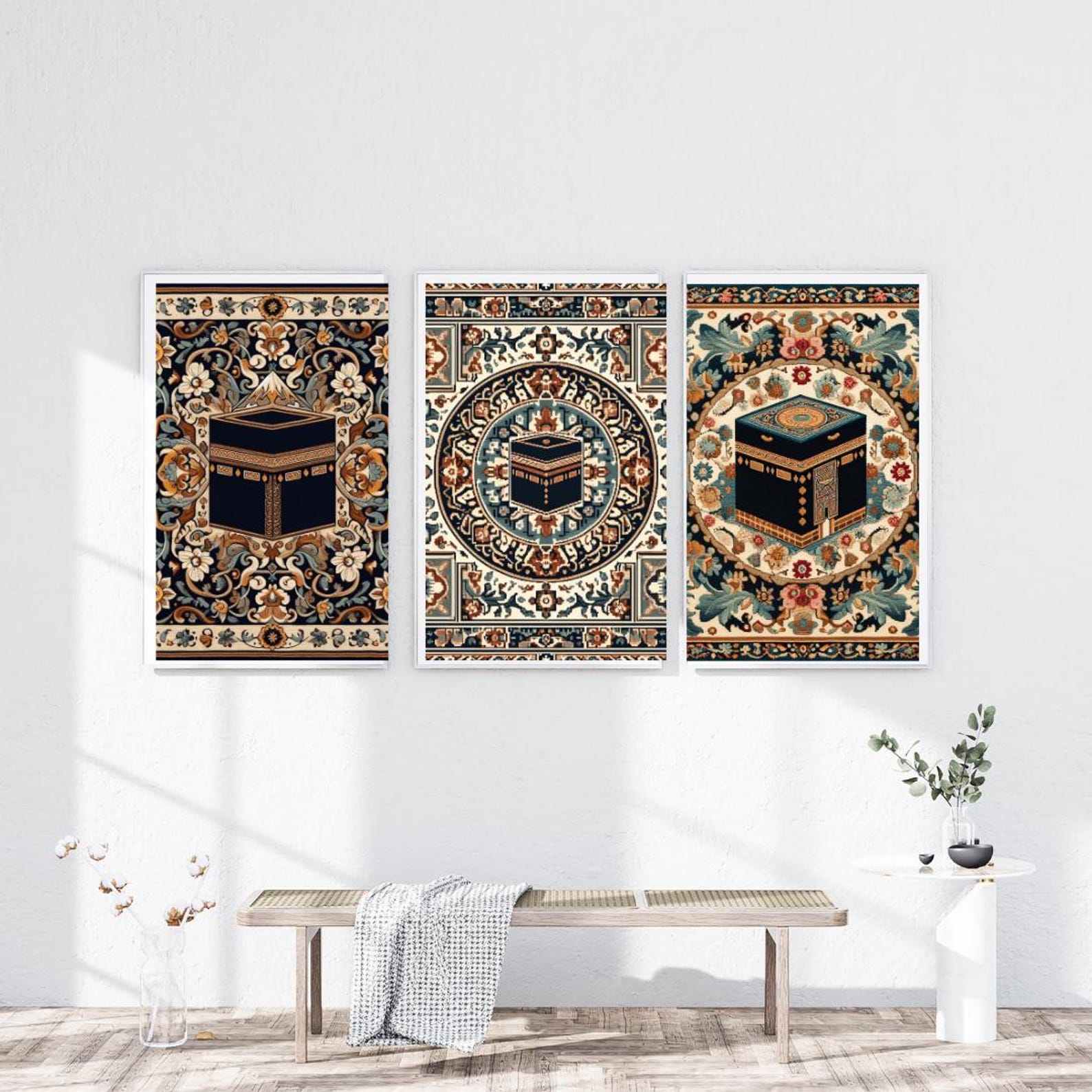 Set of 3 Kaaba Tapestry Painting | Arabic Orientalist Levantine Ethnic ...