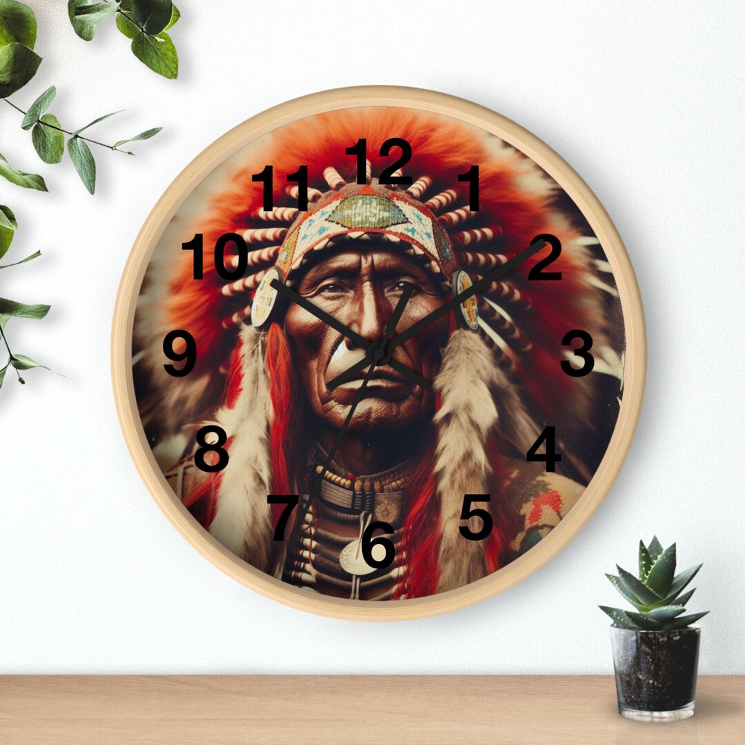Native American Wall Clock 10"x10" | Oriental American Clock ...