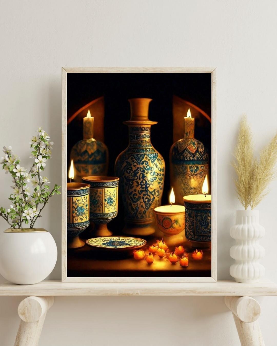 Rustic Medieval Oil Painting Mosque Wall Art | Oriental Traditional ...