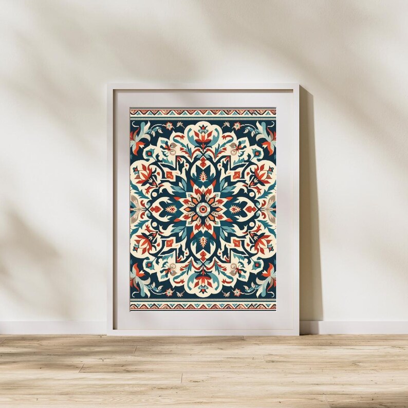 Set of 3 Bukhara Kilim Drawing Stencil Wall Art | Orientalist Ethnic ...