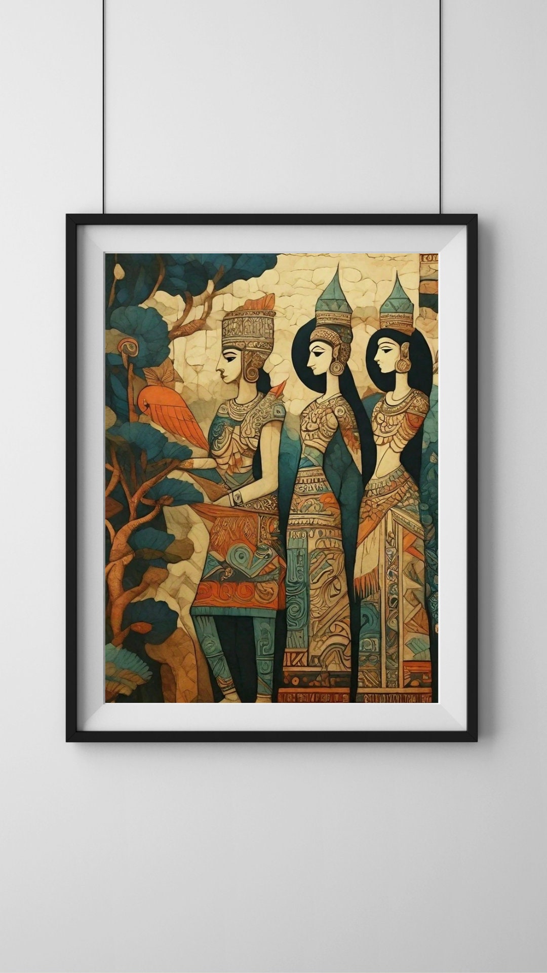 Sumerian Oil Painting Illustration Wall Art | Oriental Pastel ...