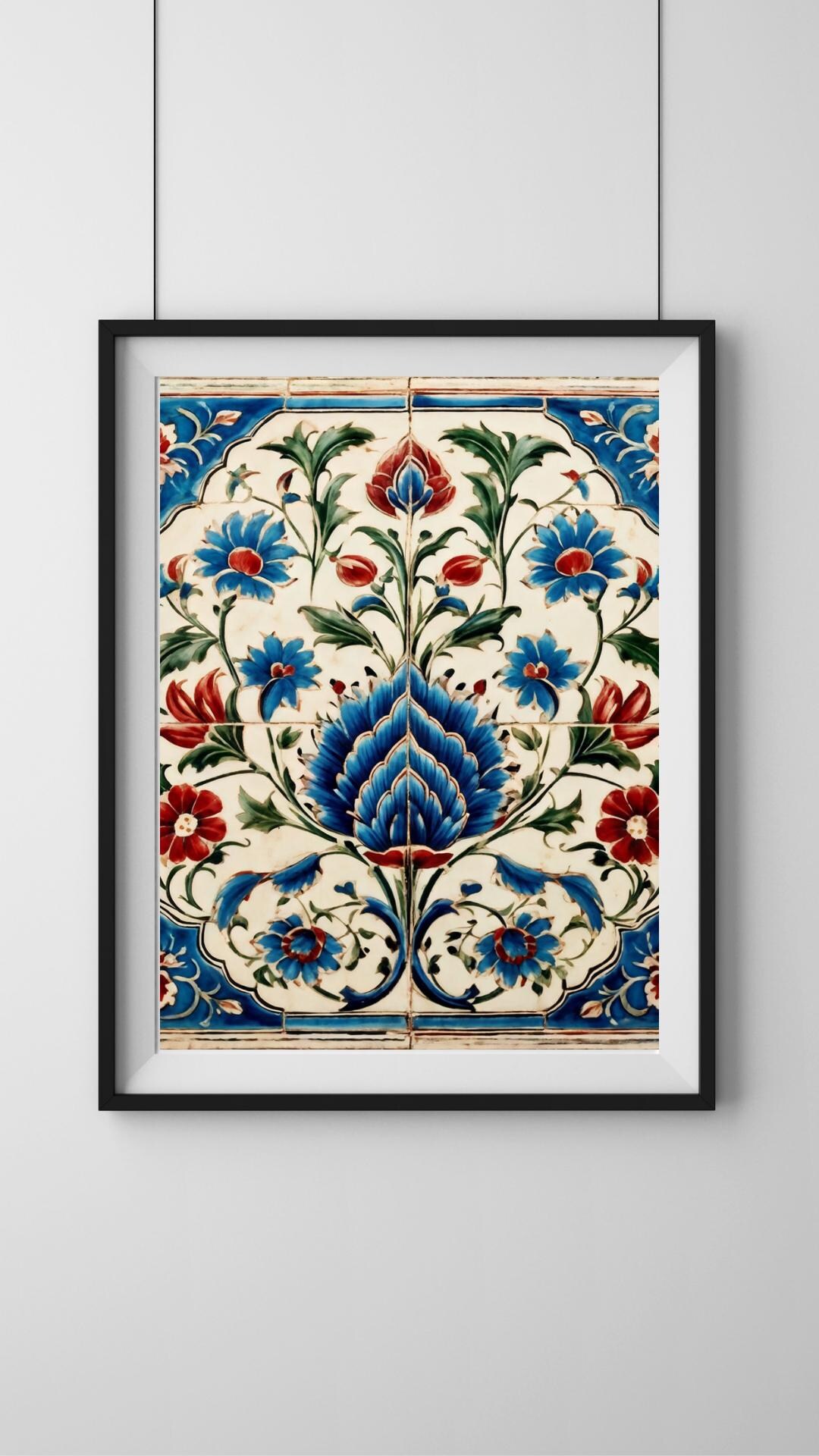 Syrian Medieval Tile Motiff Oil Painting Illustration Wall Art Oriental ...