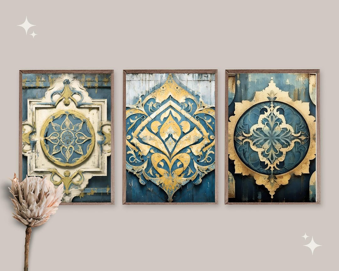 Set of 3 Persian Madrasa مدرسه Illustrations Oriental Islami Mystic Art ...