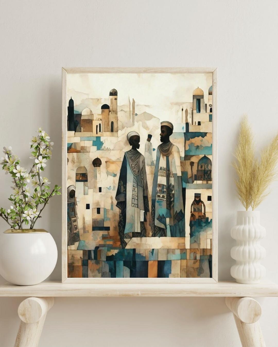 Sahara Medieval Oil Painting Wall Art | Traditional Libyan Muslim ...