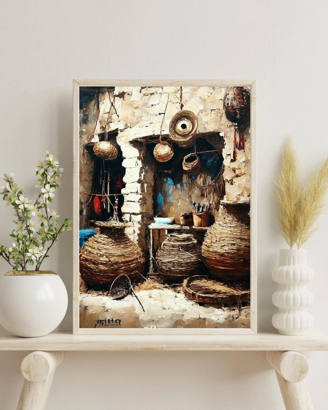 Syrian Rustic Medieval Oil Painting Mosque Wall Art | Oriental ...