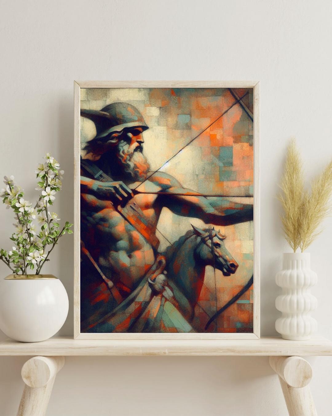 Apollon Απόλλων Medieval Oil Painting Illustration Wall Art | Oriental ...