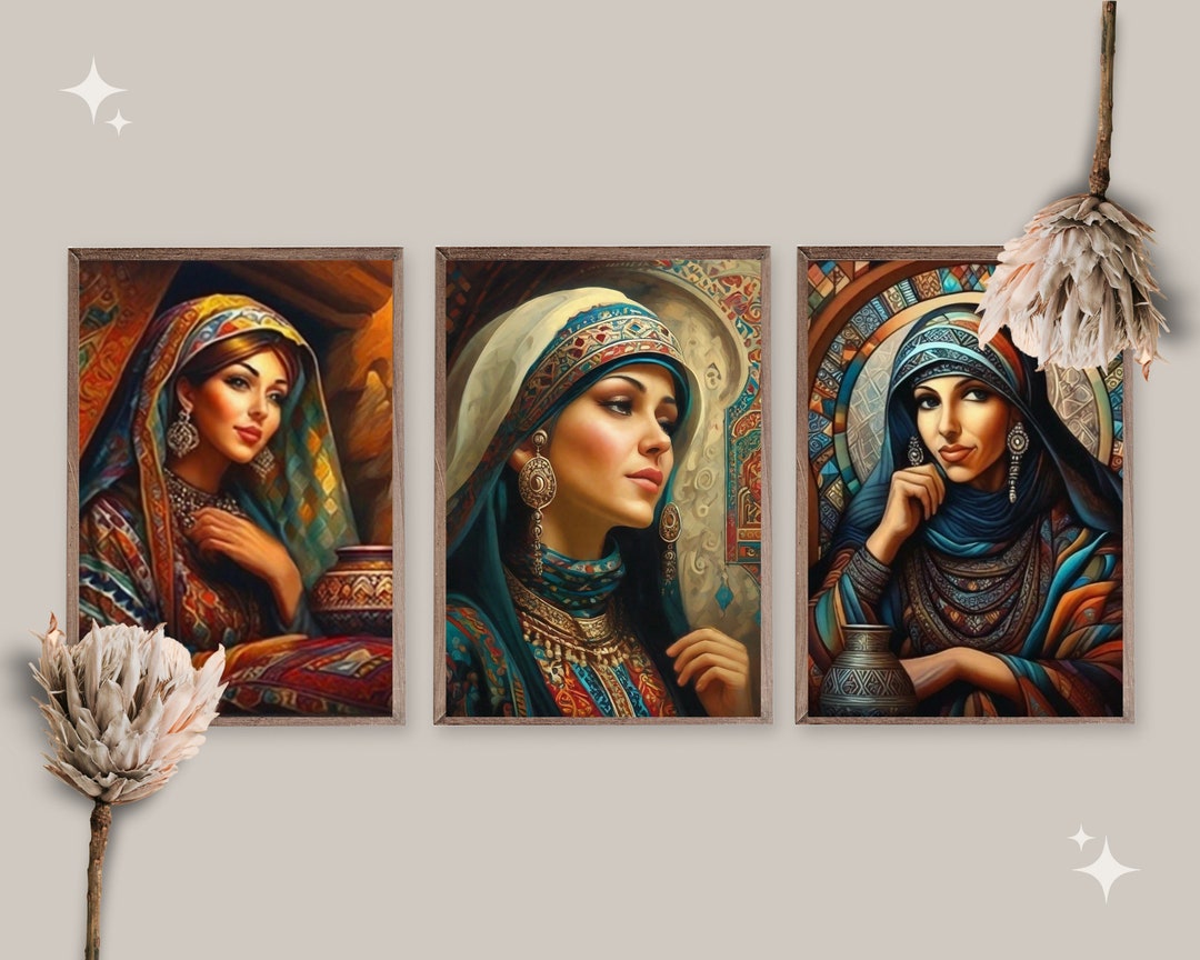 Set of 3 Iraqi Oriental Wall Art Traditional Muslim Sublimation Art ...